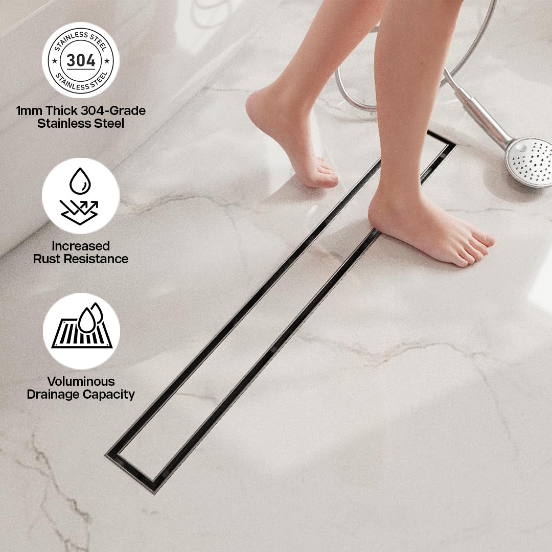 Tile-Insert 304 SS 48"x4" Shower Drain with Cockroach Trap Side Hole ...